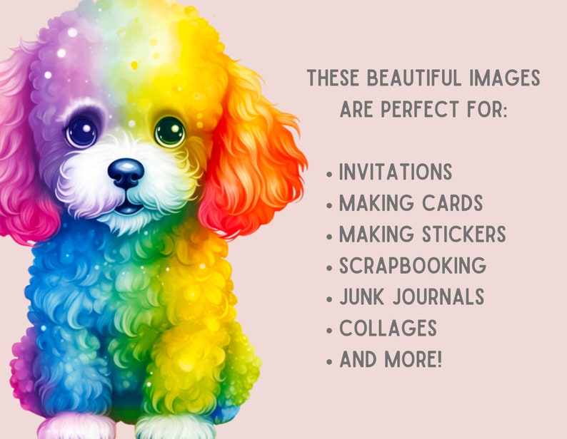 Watercolour Bright Rainbow Dogs Clipart Kawaii Puppy PNG - Etsy