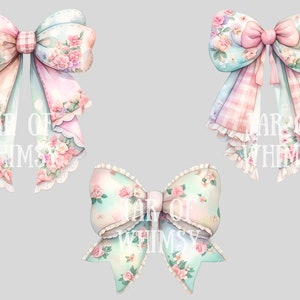 Watercolour Shabby Chic Bow Clipart Patchwork Bow PNG Digital Image ...