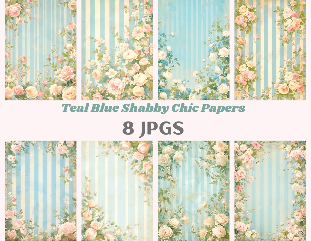 Watercolour Teal Blue Shabby Chic Papers Clipart Digital Paper JPG ...