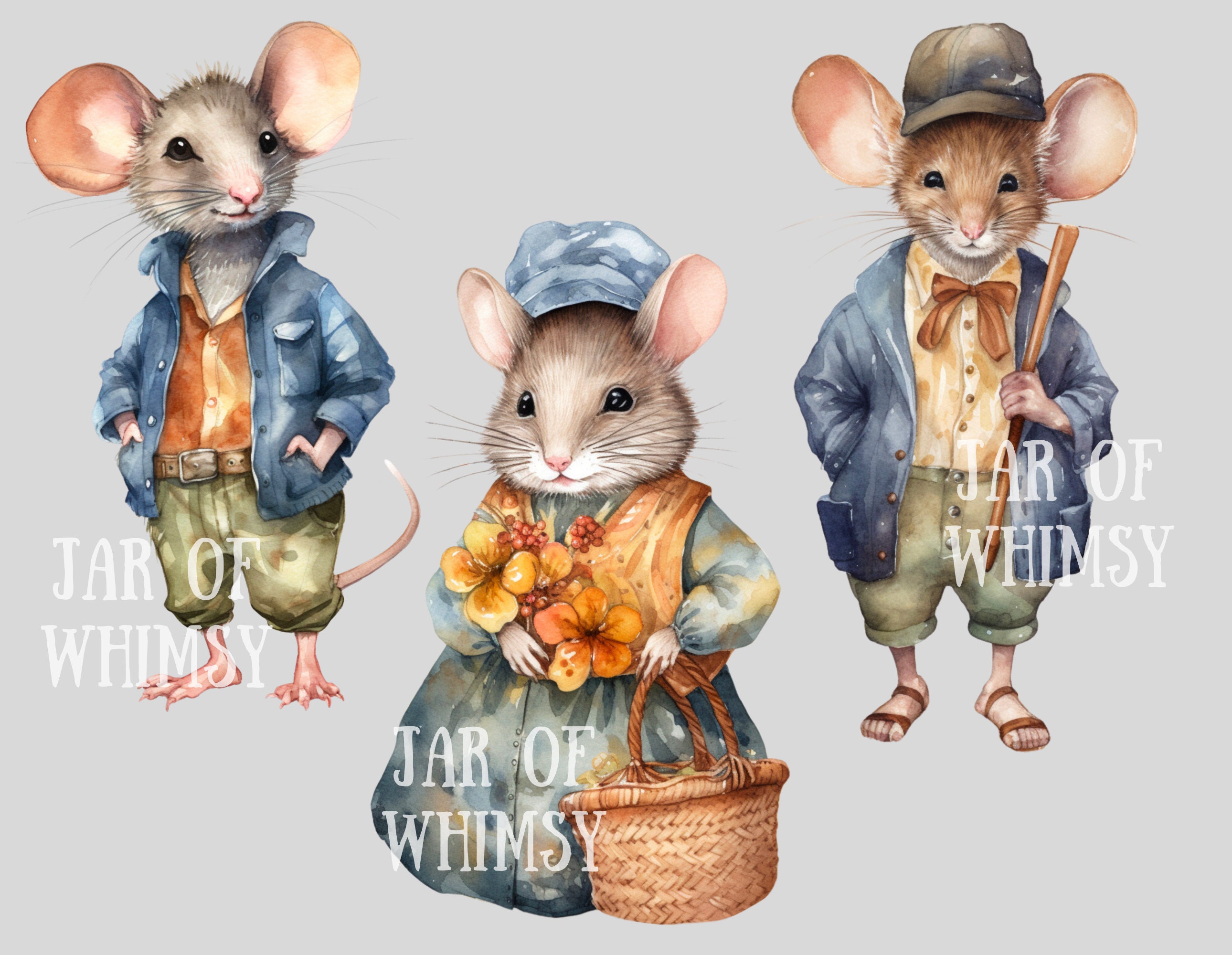 Watercolour Vintage Farm Mice Clipart Farm Mouse PNG Digital Image ...