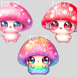 Watercolour Chibi Mushroom Clipart Kawaii Mushroom Toadstools PNG ...