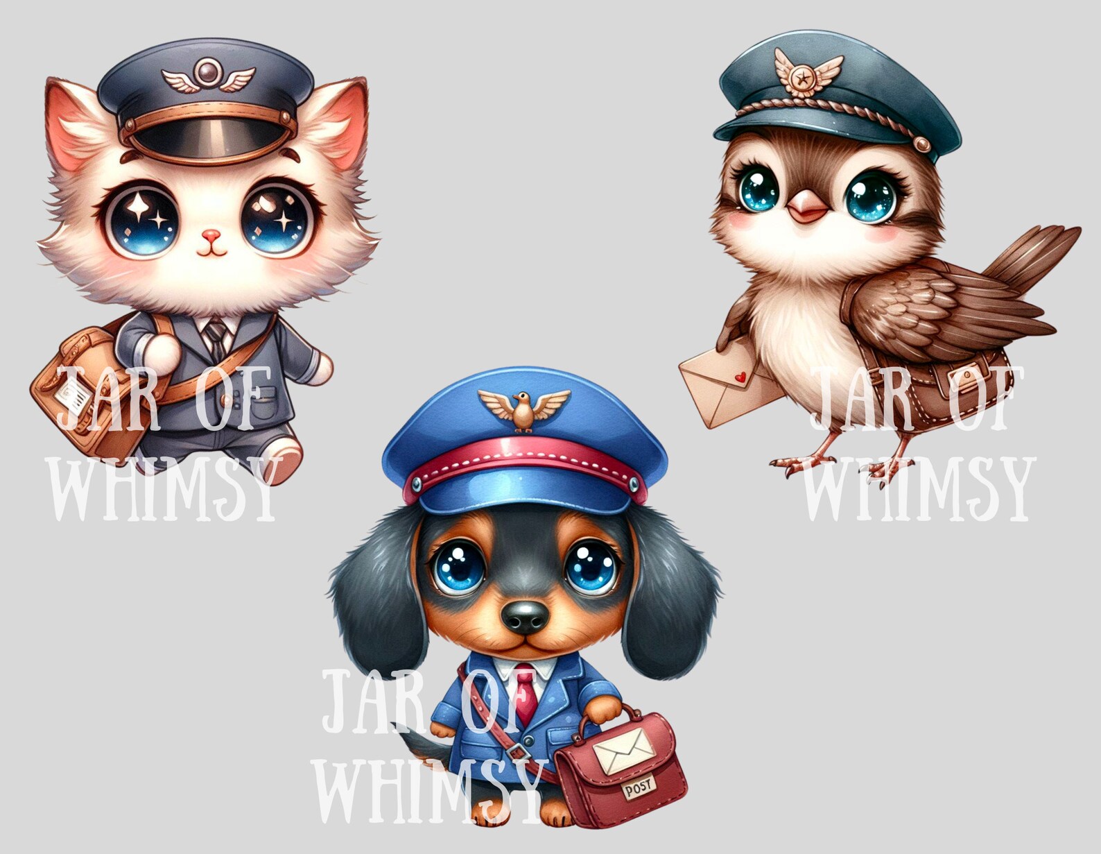 Watercolour Post Office Animal Clipart Happy Mail Animal PNG Digital ...