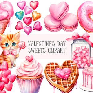Watercolour Valentines Day Sweets Clipart Love Heart Candy PNG Digital ...