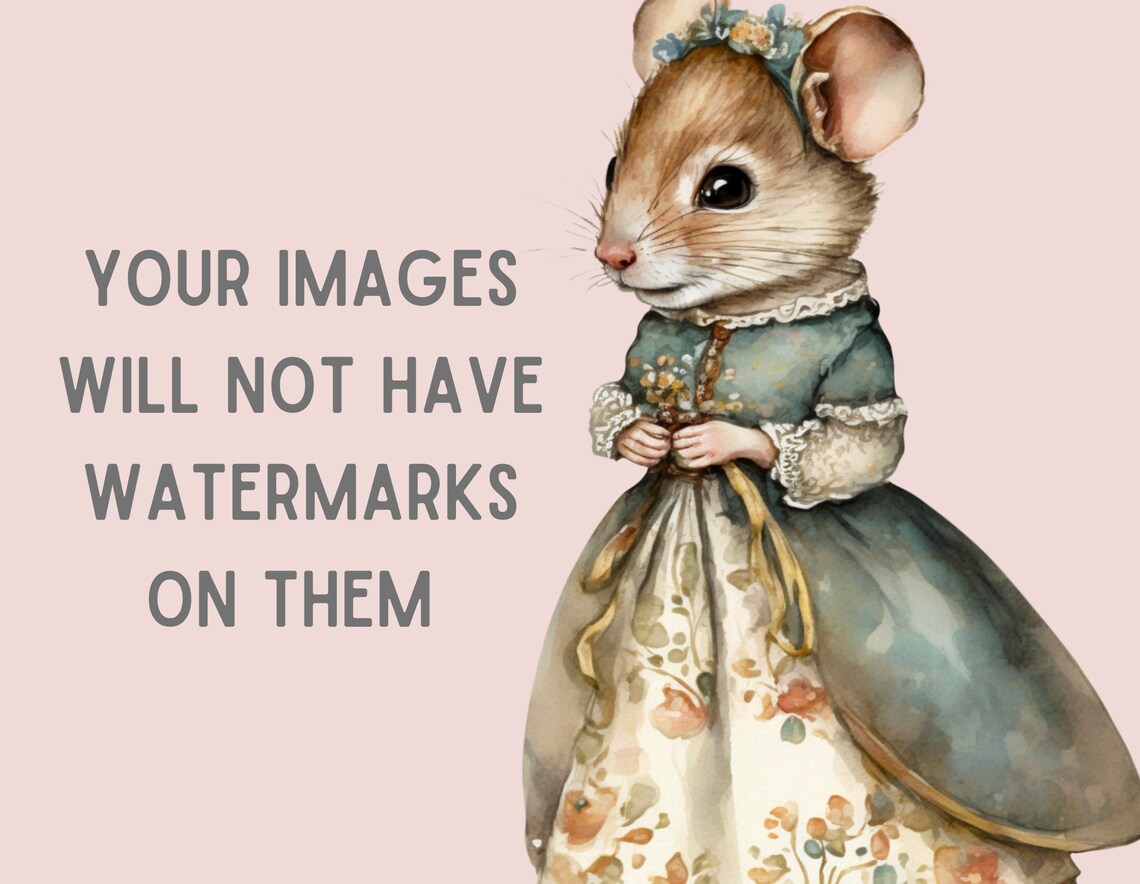 Watercolour Fairytale Mice Clipart Princess Mouse PNG Digital Image ...