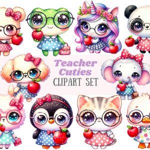 Watercolour Teacher Animal Clipart Cute Teacher Appreciation PNG ...