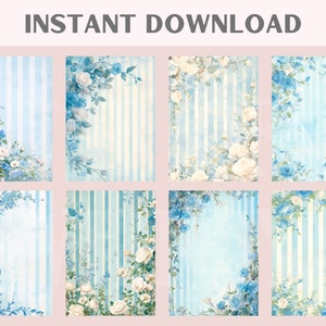 Watercolour Sky Blue Shabby Chic Papers Clipart Digital Paper JPG ...