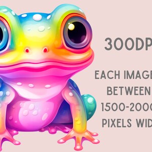 Watercolour Bright Rainbow Frog Clipart Kawaii Frogs PNG Digital Image ...