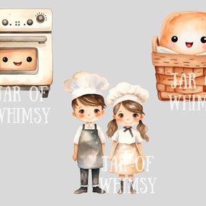 Watercolour Cute Baker Clipart Kawaii Cupcake Bakery PNG Digital Image ...