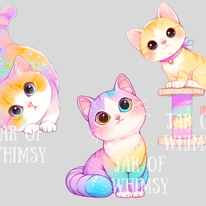 Watercolour Rainbow Kitty Clipart Cute Rainbow Cat PNG Digital Image ...