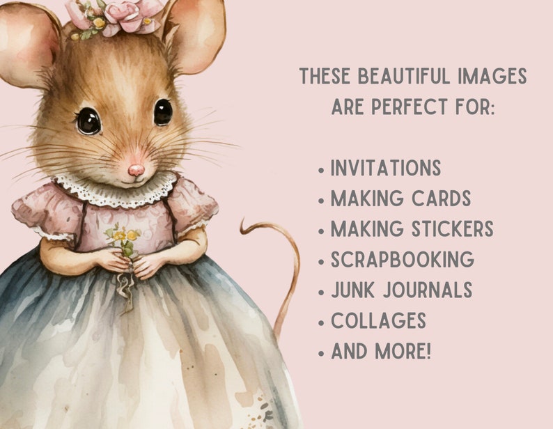 Watercolour Fairytale Mice Clipart Princess Mouse PNG Digital Image ...