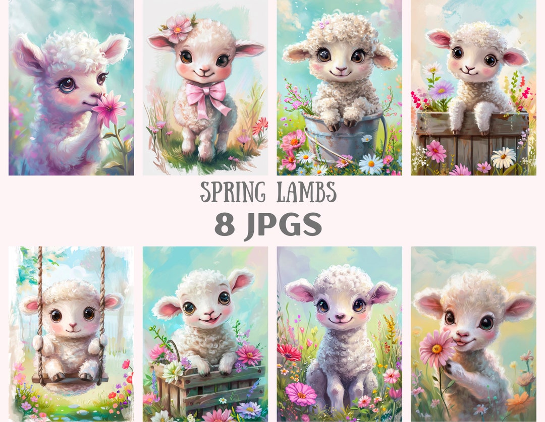 Watercolour Spring Lamb Clipart Easter Baby Sheep JPG Digital Image ...