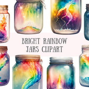 Watercolour Bright Rainbow Jars Clipart - Glass Jar PNG Digital Image ...