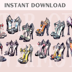 Watercolour Gothic Heels Clipart Halloween Fantasy PNG Digital Image ...