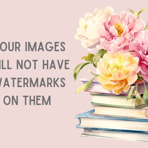 Watercolour Spring Book Stack Clipart Bookcase Bookworm PNG Digital ...