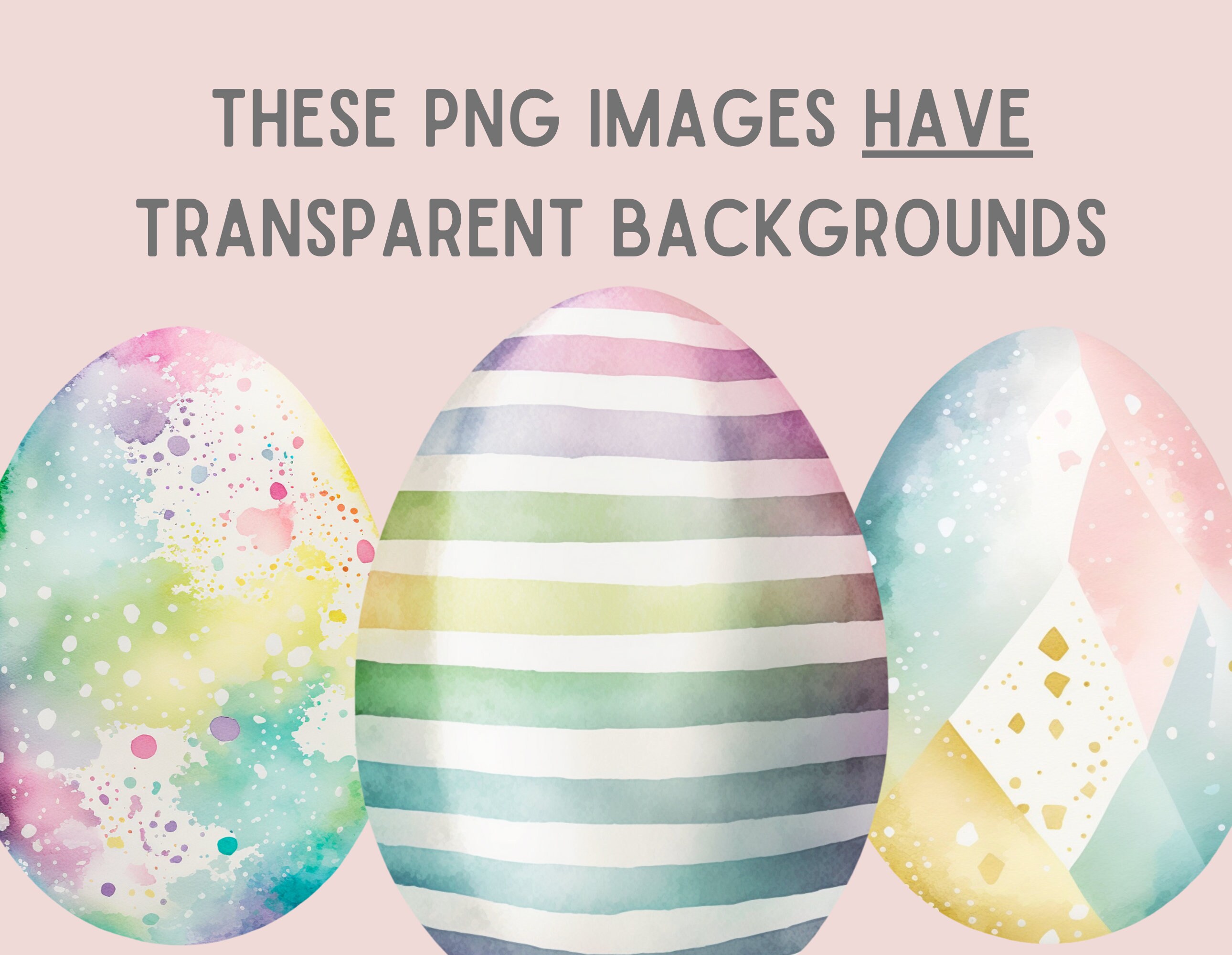 Watercolour Pastel Easter Eggs Clipart - Easter Rainbow PNG Digital ...