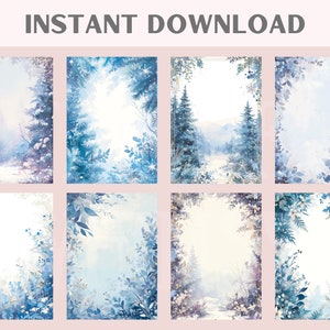 Watercolour Winter Border Clipart Overgrown Winter Garden JPG Digital ...