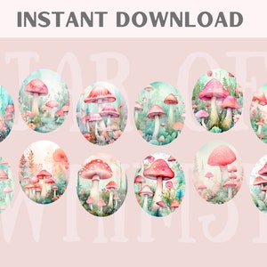 Watercolour Pink Mushroom Clipart Fairy Toadstools PNG Digital Image ...