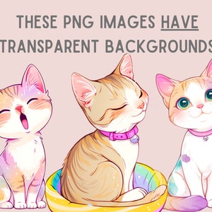 Watercolour Rainbow Kitty Clipart Cute Rainbow Cat PNG Digital Image ...