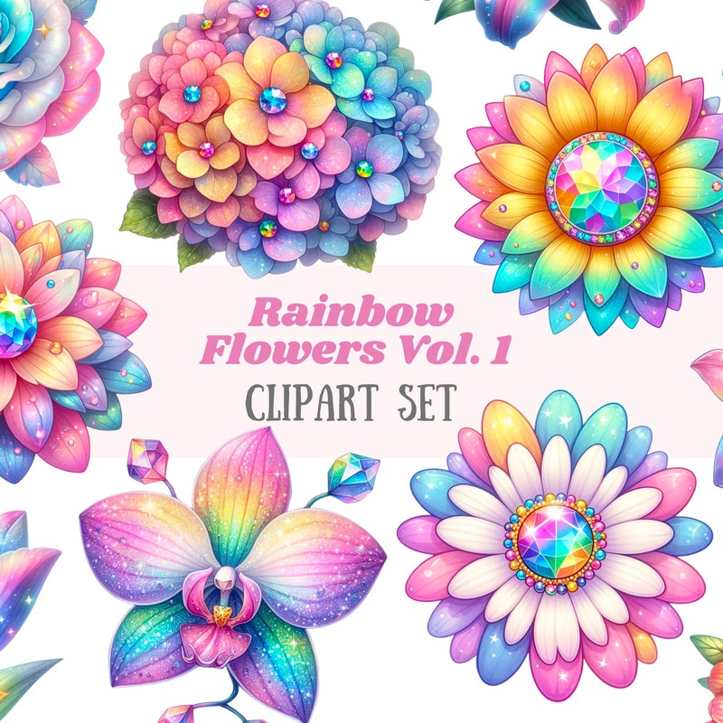 Rainbow Flowers - Etsy