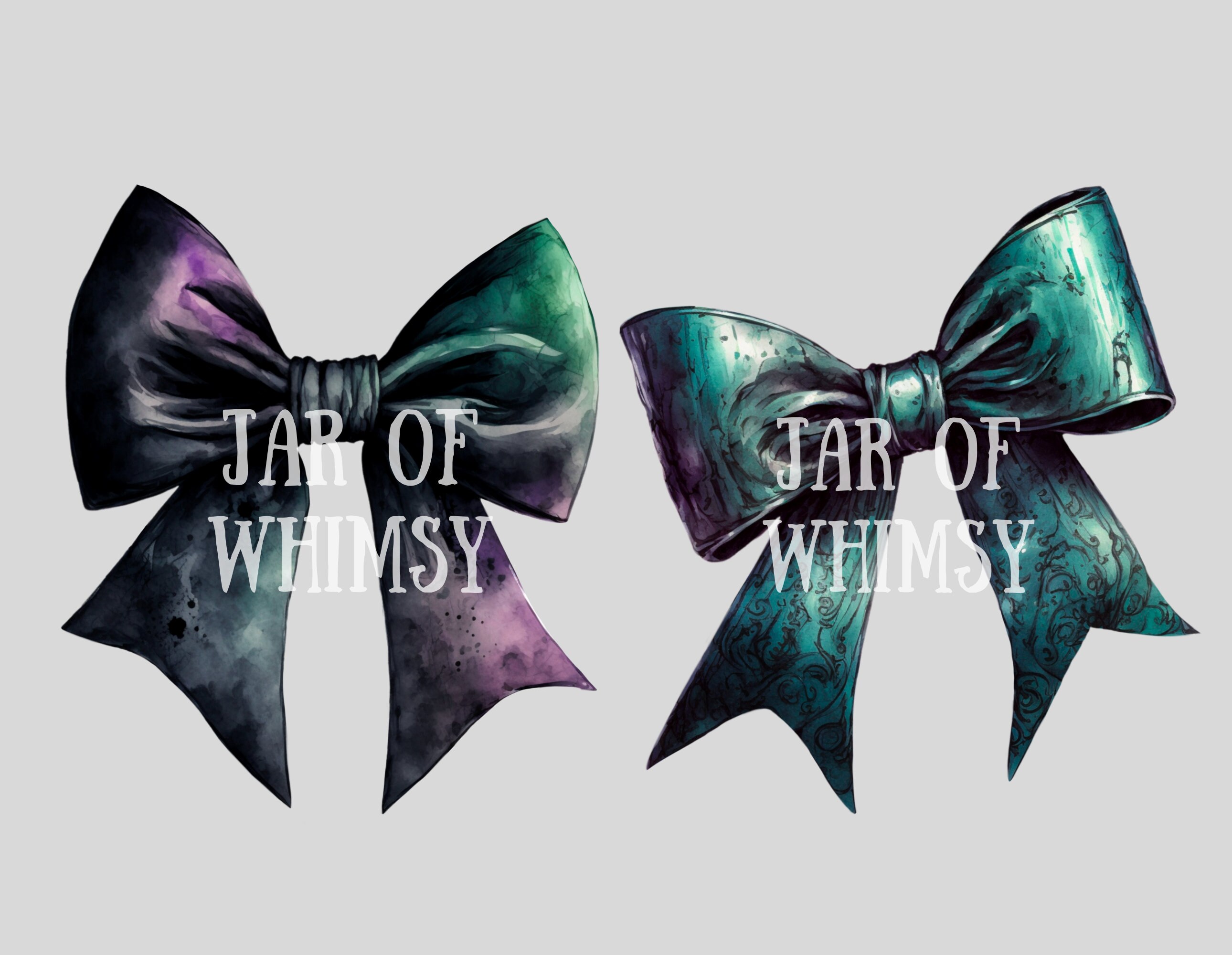 Watercolour Gothic Bows Clipart - Dark Fantasy Bow PNG Digital Image ...