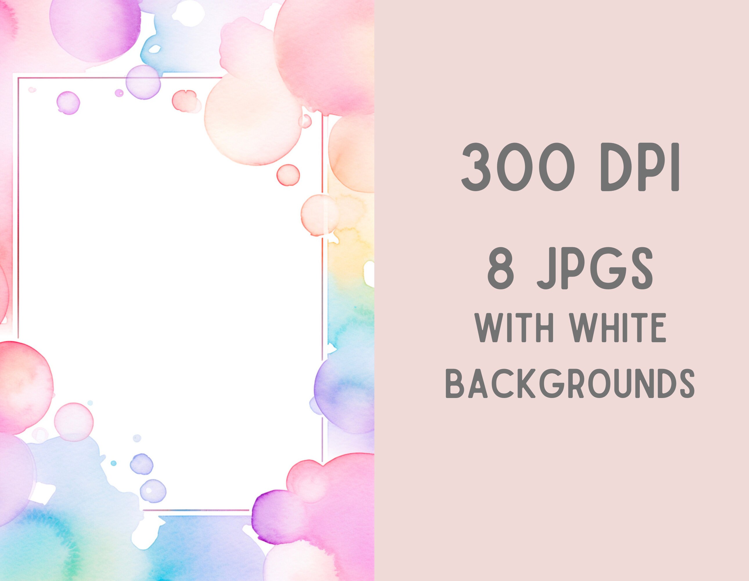 Watercolour Bubble Frame Background Clipart Bubble Party JPG Digital ...