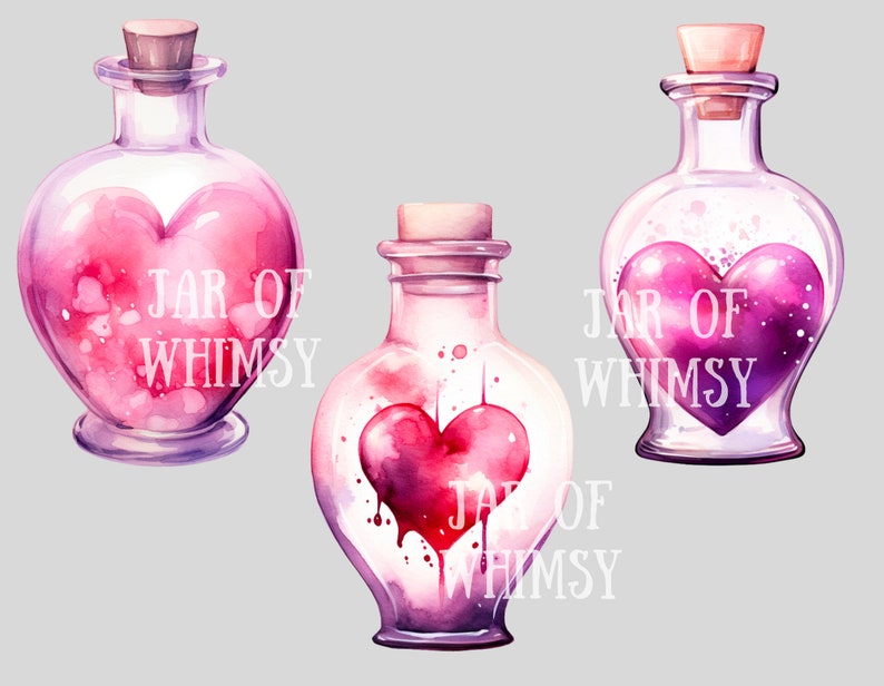 Watercolour Love Potion Clipart Cute Valentines Day Potion PNG Digital ...