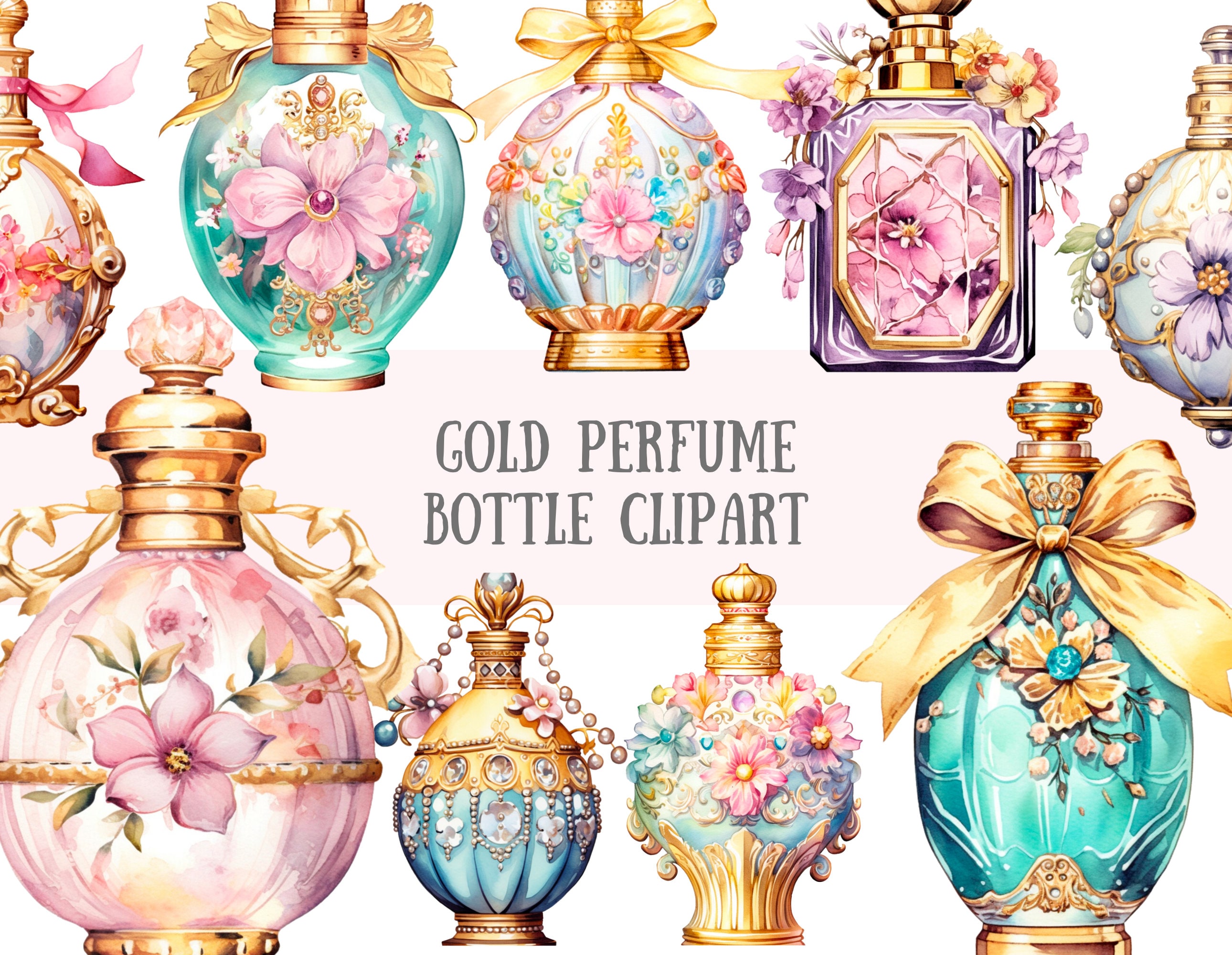 Vintage Perfume Bottles Clip Art