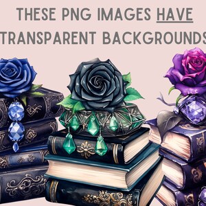 Watercolour Gothic Book Stack Clipart Bookcase Bookworm PNG Digital ...