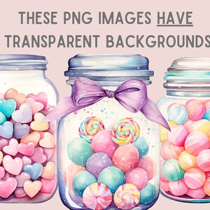 Watercolour Rainbow Candy Jar Clipart Pastel Lolly Jar PNG Digital ...
