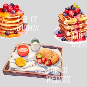 Watercolour Breakfast Clipart Bacon and Eggs PNG Digital Image ...
