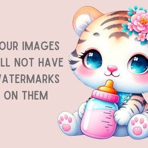 Watercolour Baby Animal Clipart Kawaii Baby Girl Animal PNG Digital ...