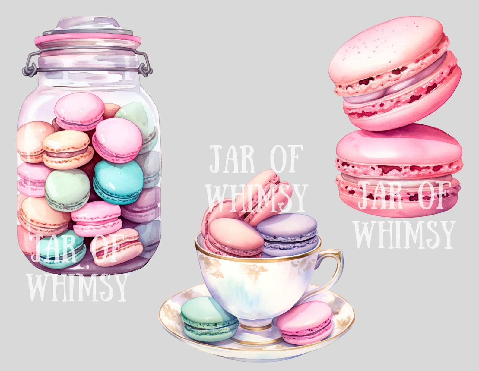 Watercolour Pastel Macaron Clipart French Macaroon PNG Digital Image ...