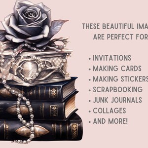 Watercolour Gothic Book Stack Clipart Bookcase Bookworm PNG Digital ...