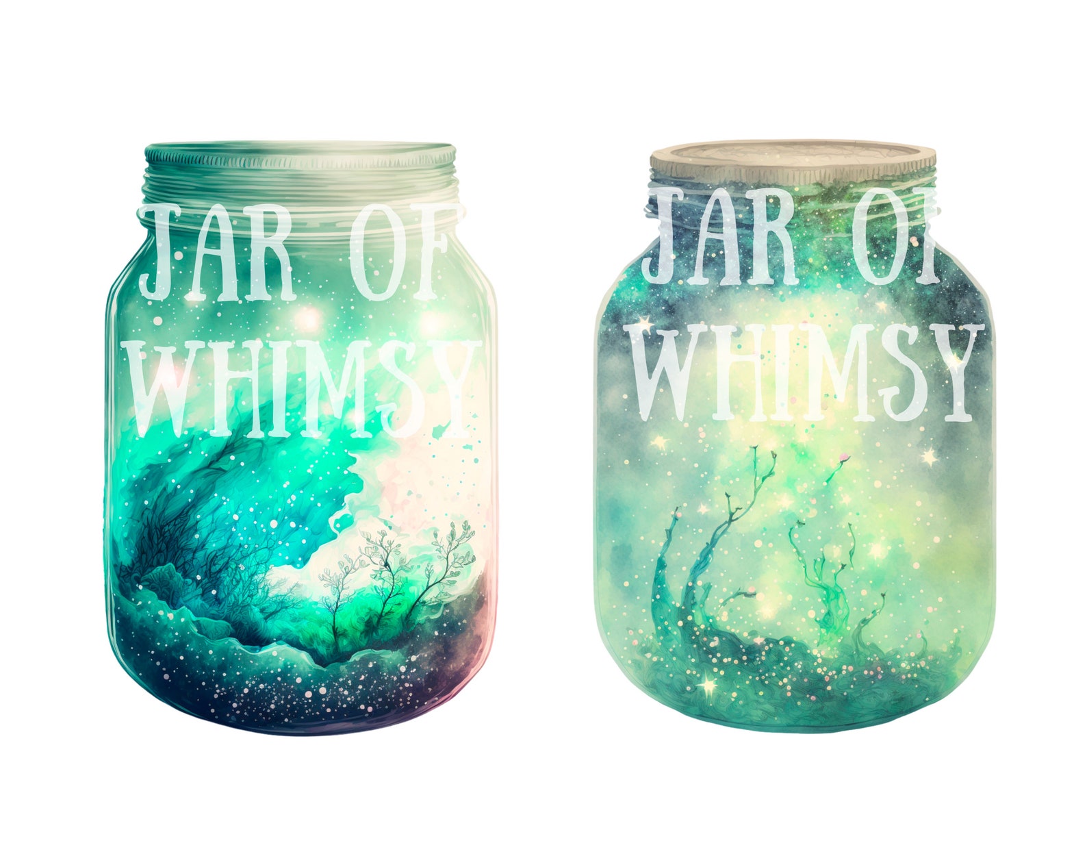 Watercolour Magic Galaxy Jars Clipart - Fantasy Skies PNG Digital Image ...