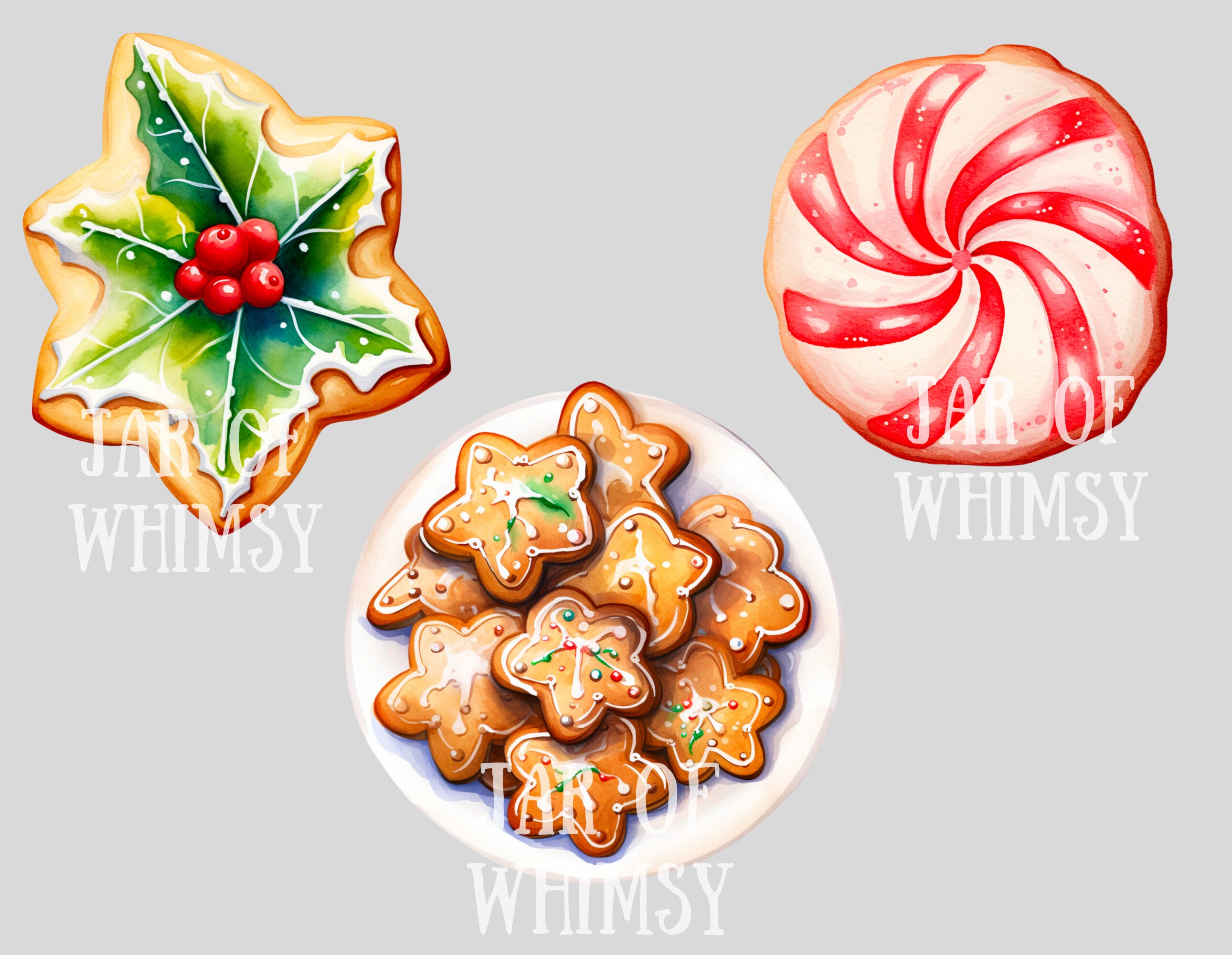 Watercolour Christmas Sugar Cookie Clipart Xmas Treats PNG Digital ...