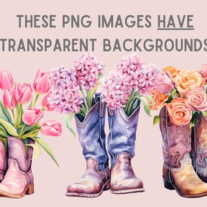 Watercolour Floral Cowgirl Boots Clipart Wild Western PNG Digital Image ...