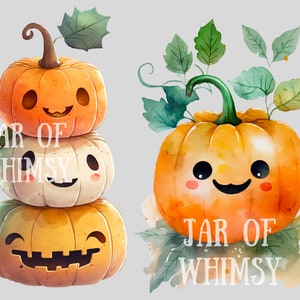 Watercolour Halloween Pumpkin Clipart Jack O Lantern PNG Digital Image ...