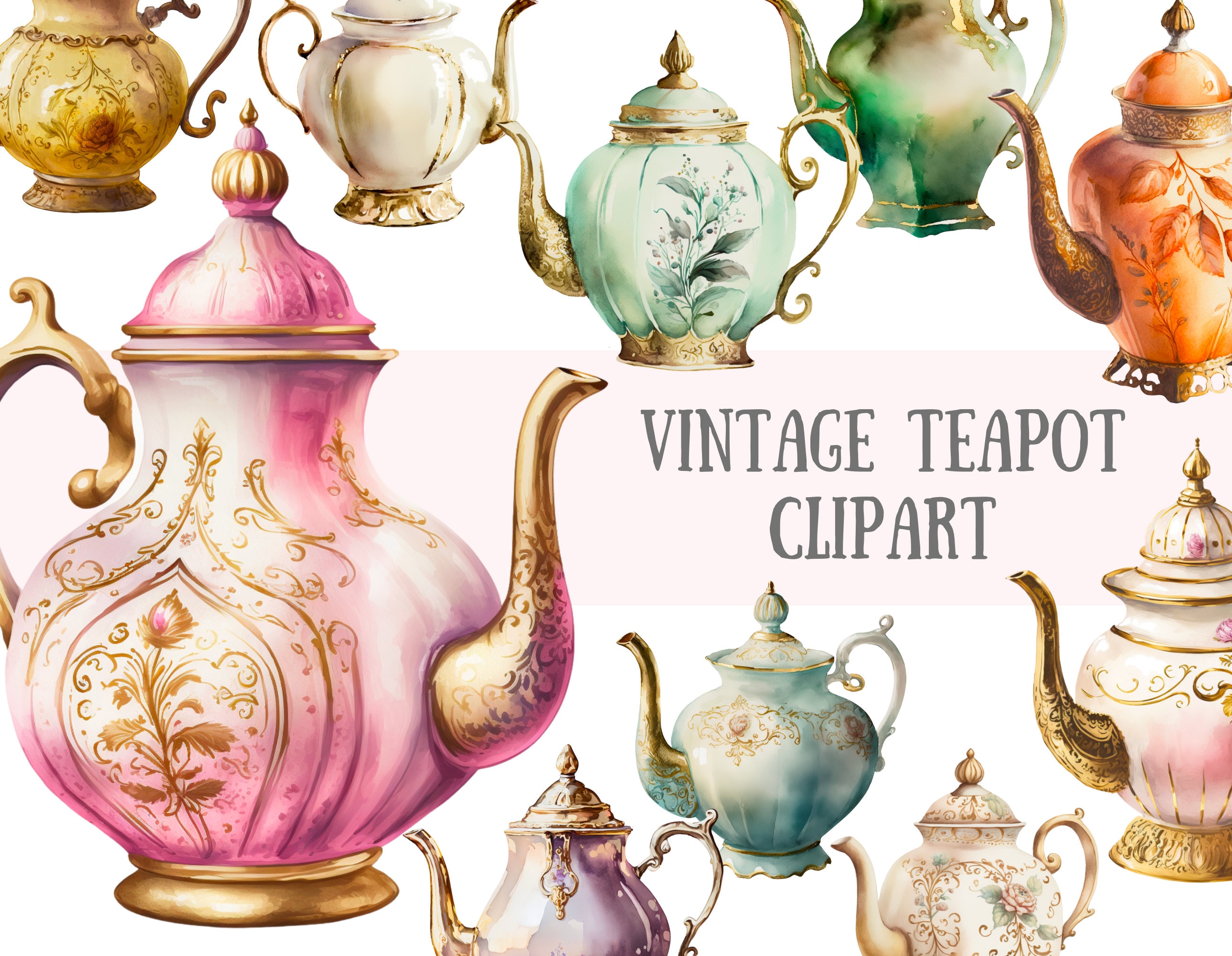 Vintage Teapot Clip Art