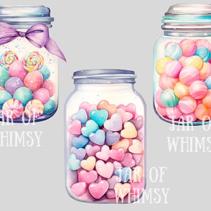 Watercolour Rainbow Candy Jar Clipart Pastel Lolly Jar PNG Digital ...