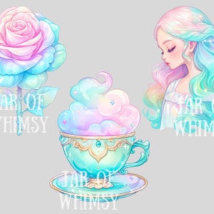 Watercolour Pastel Rainbow Princess Clipart Kawaii Anime Girl PNG ...