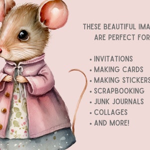 Watercolour Little Pink Mouse Clipart - Fairytale Mice PNG Digital ...