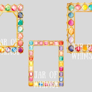 Watercolour Rainbow Jewel Frame Clipart Bejeweled Gem Frames PNG ...