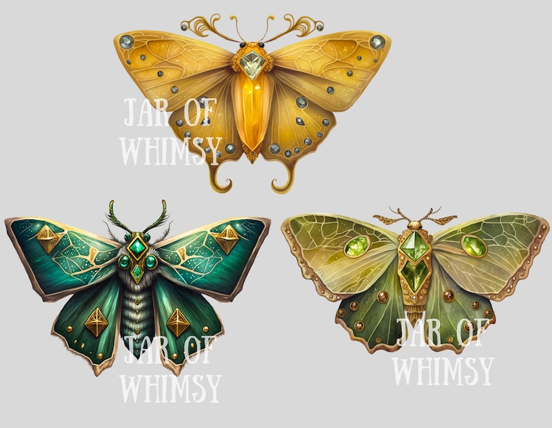 Watercolour Bejeweled Moth Clipart Royal Moths PNG Digital Image ...