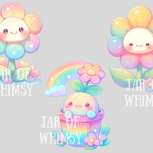 Watercolour Kawaii Spring Garden Clipart Cute Rainbow Spring PNG ...