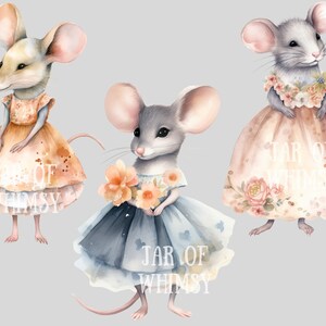 Watercolour Vintage Girl Mice Clipart Farm Mouse PNG Digital Image ...