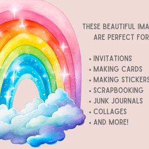 Watercolour Bright Rainbow Clipart Rainbow With Clouds PNG Digital ...