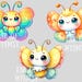 Watercolour Kawaii Butterfly Clipart Colourful Cute Chibi PNG Digital ...