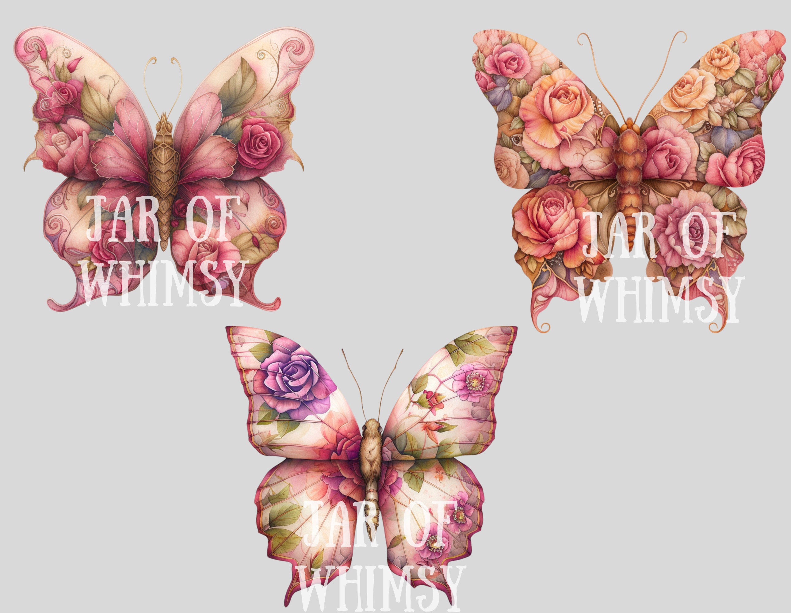Watercolour Shabby Chic Butterfly Clipart Vintage Butterfly PNG Digital ...