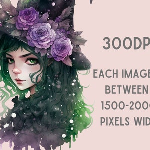 Watercolour Swamp Witch Clipart Gothic Halloween Fantasy PNG Digital ...