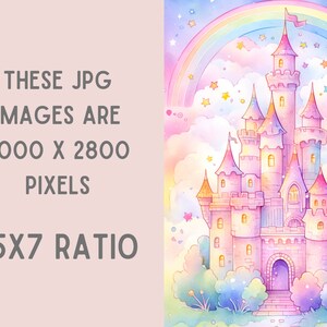 Watercolour Dreamy Pastel Castle Clipart Rainbow Digital Paper JPG ...